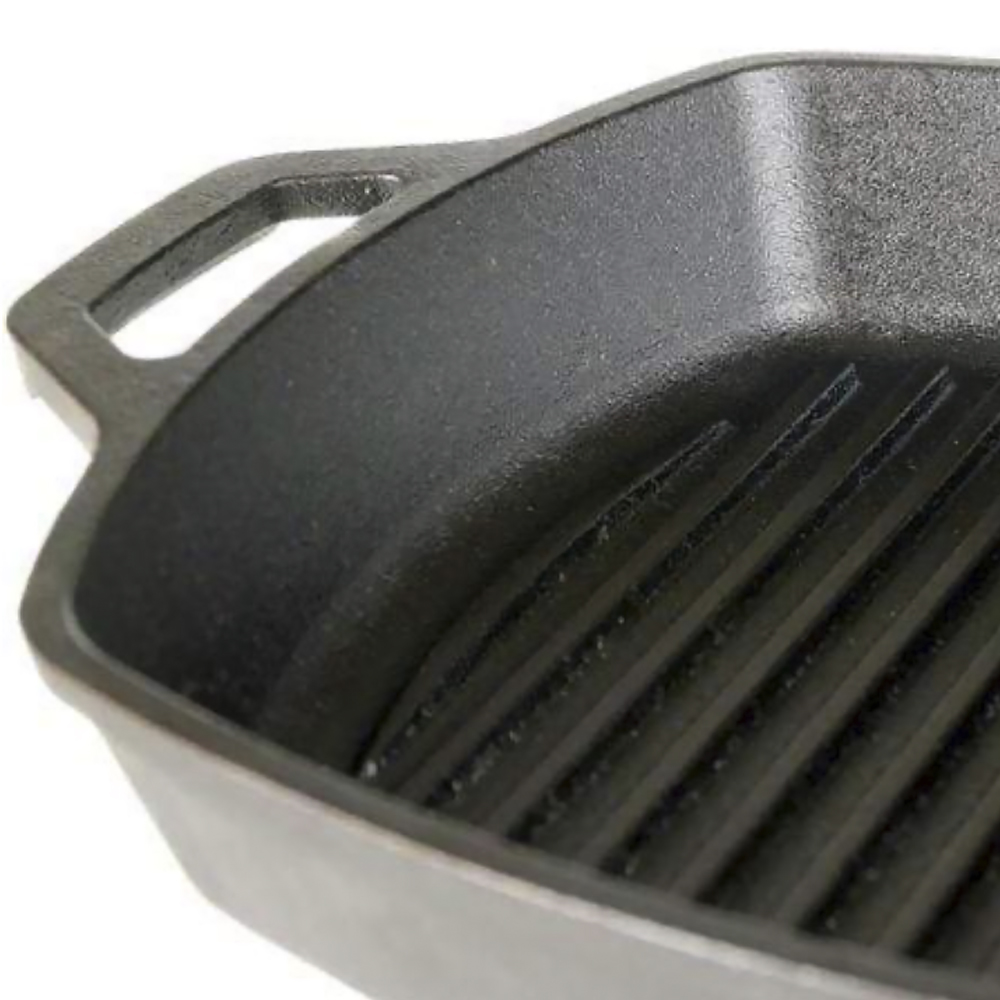 Poêle Grill Carrée en Fonte Naturelle Lodge | Cuisin'Store